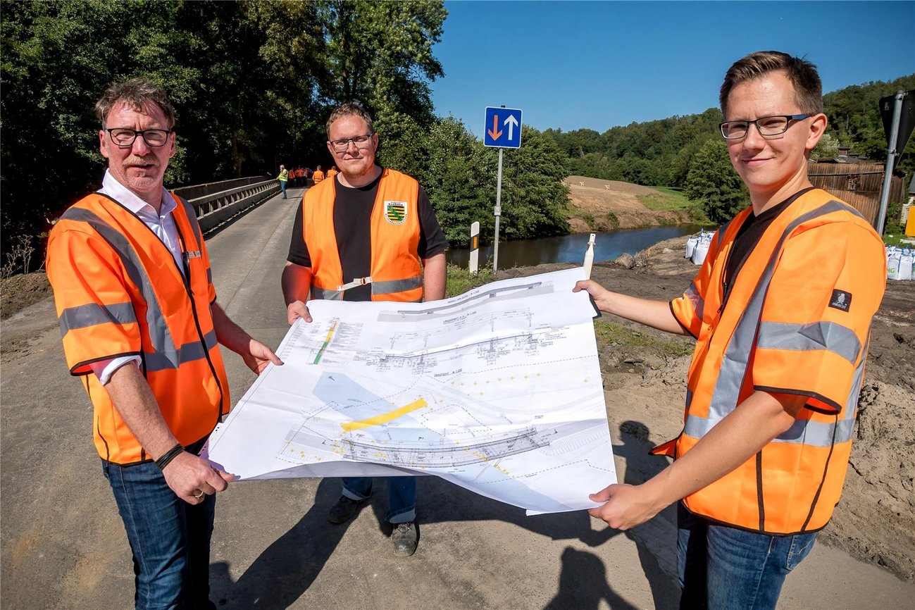 92 Meter lang und dreigeteilt: Baubeginn für neue Flöha-Brücke zwischen ...