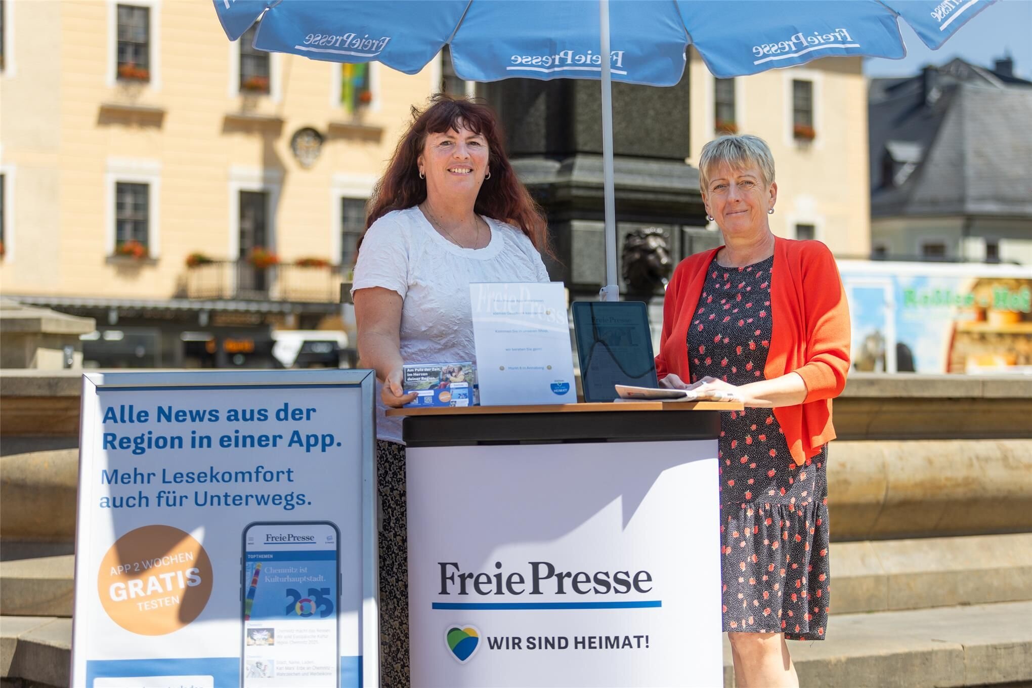 Neues Angebot auf dem Wochenmarkt in Annaberg: die „Freie Presse“ und ...