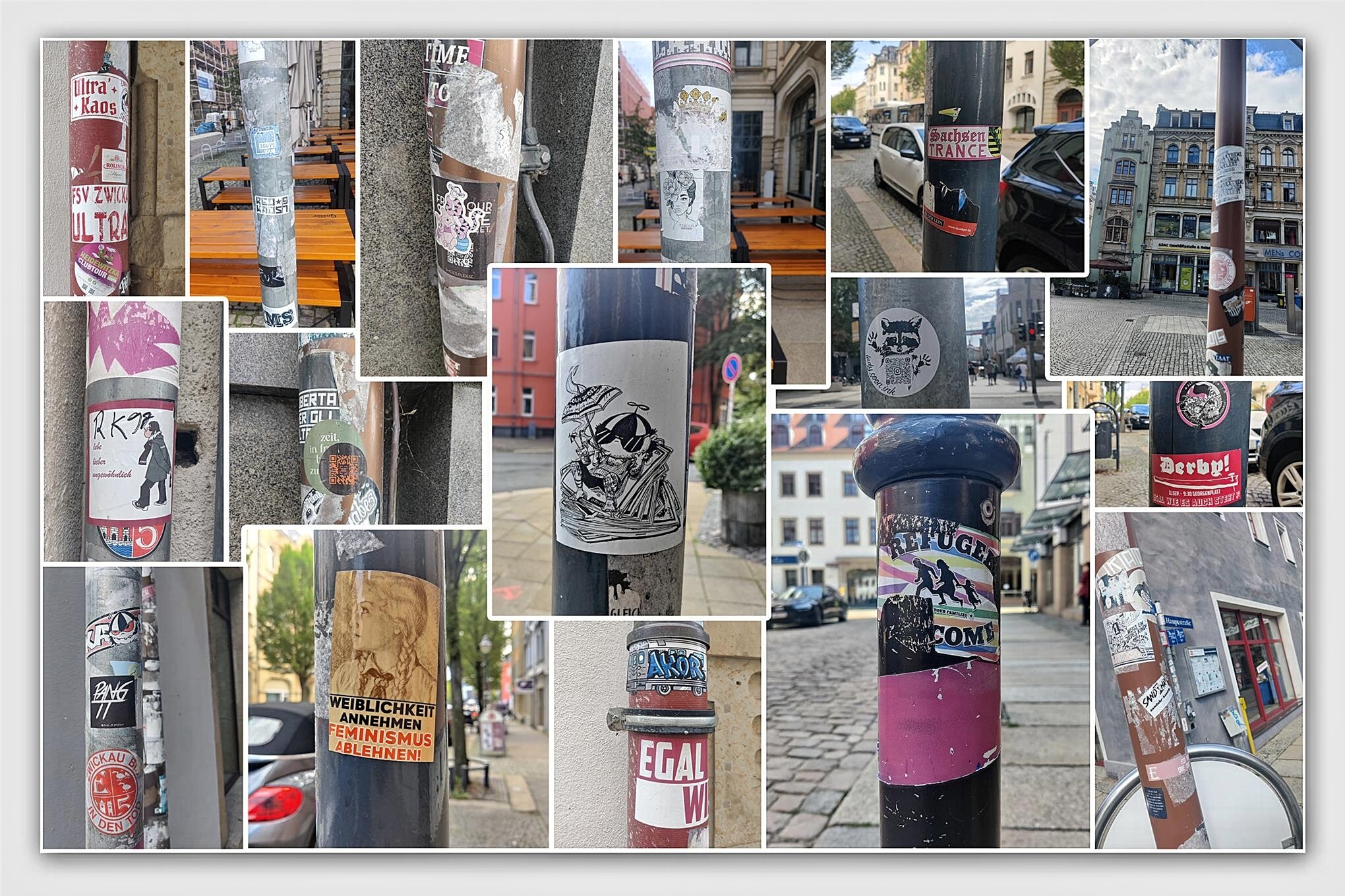 Sticker an Zwickauer Laternenmasten: Ärgernis oder urbanes Lebensgefühl?