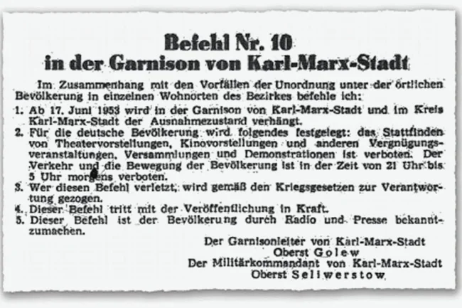 Wo blieb der Aufstand vom 17. Juni 1953 in Karl-Marx-Stadt?